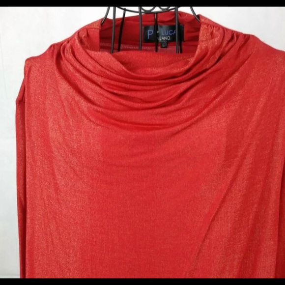 P Luca Milano | Tops | Pluca Milano Red Shimmering Long Sleeve Blouse L ...